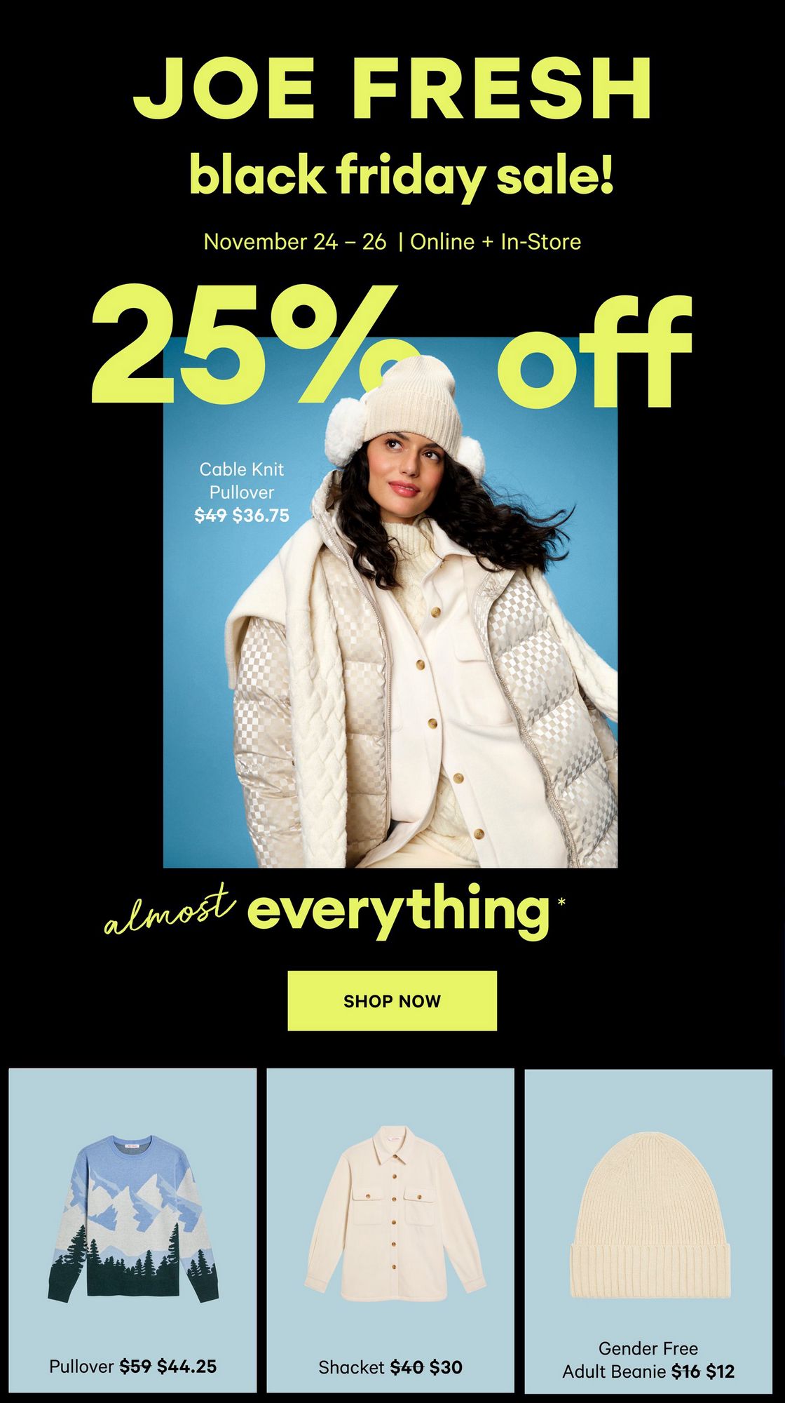 Joe Fresh Black Friday November 24 - 26 2023