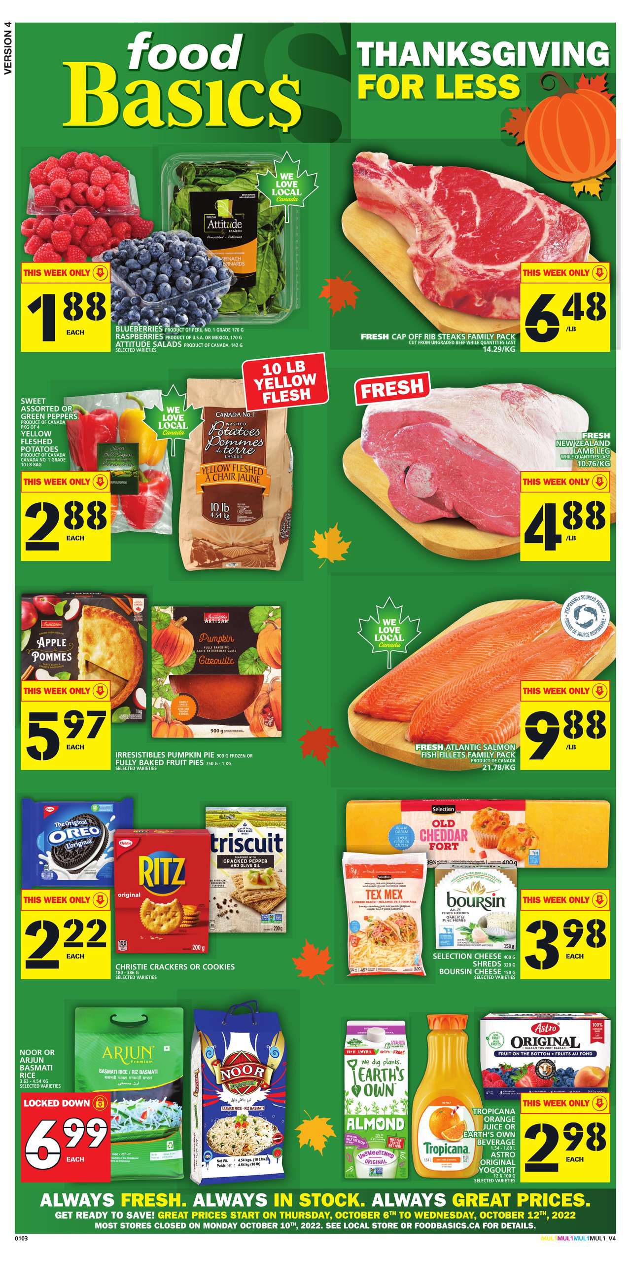 Food Basics Flyer Weekly Sale 8 Oct 2022 THANKSGIVING DAY