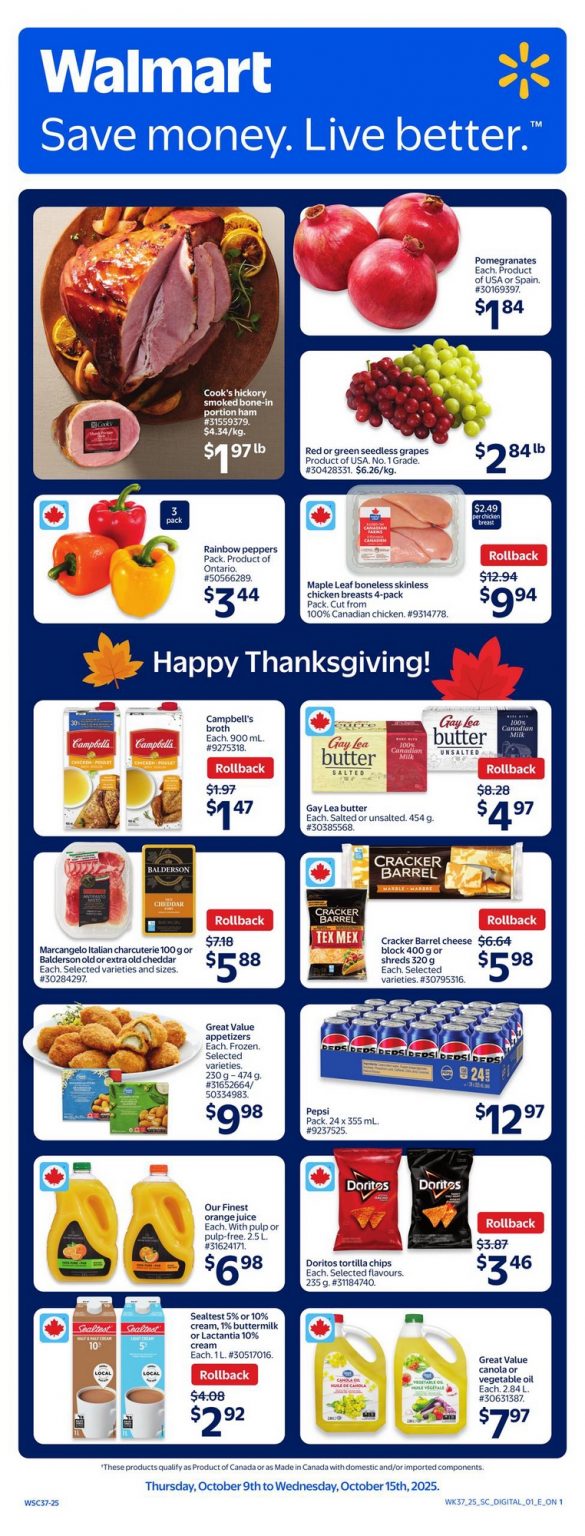 Walmart Flyer October 9 – October 15, 2025 Ontario | Thanksgiving ...